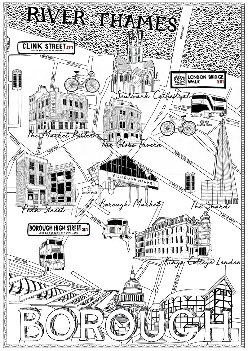 Brough Market Stylised Map – The London Gift Shop
