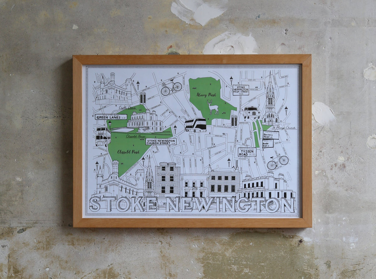 Stoke Newington Map Print – The London Gift Shop