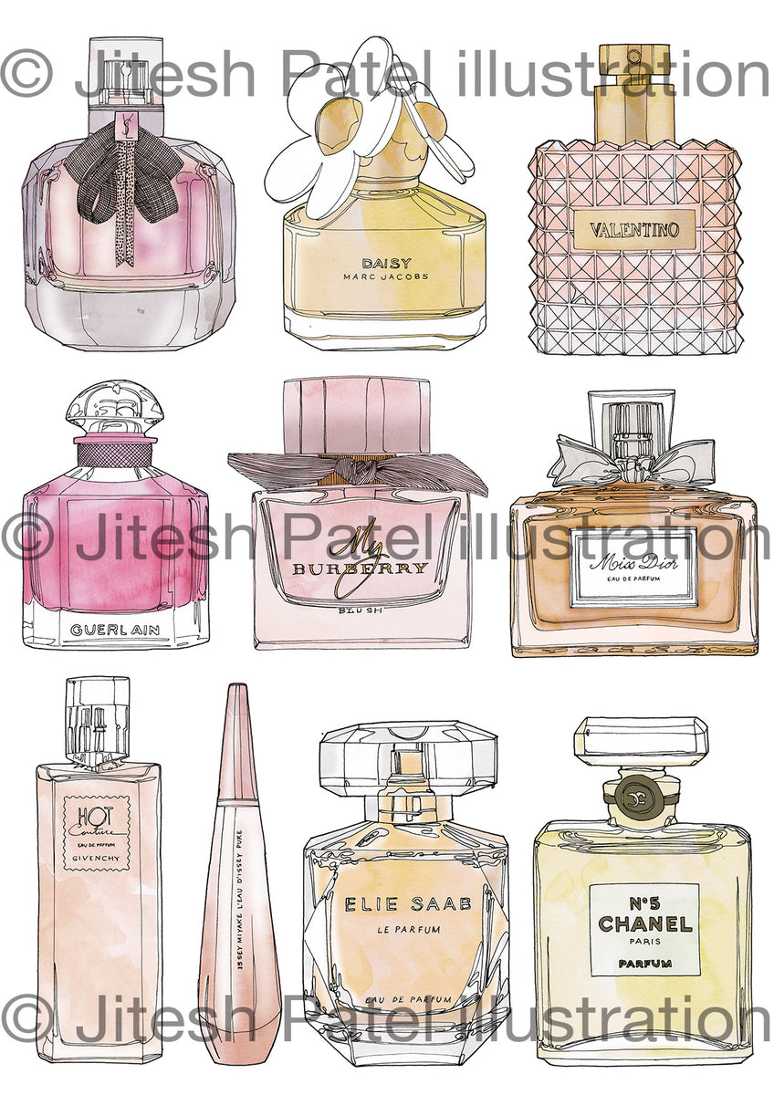 Perfume Bottle Drawing Collection – The London Gift Shop
